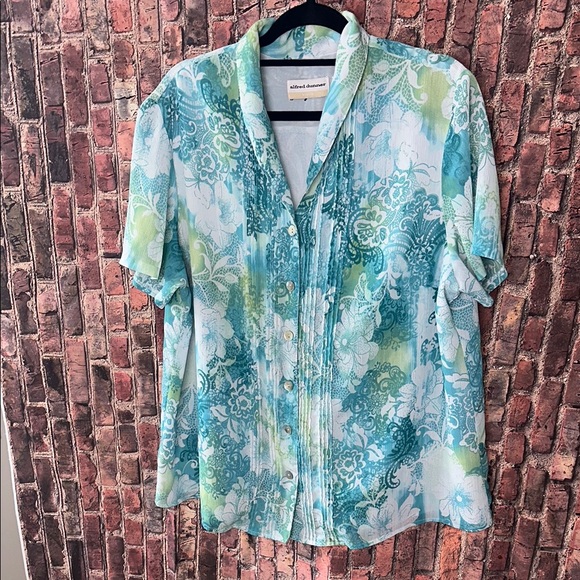 Alfred Dunner | Tops | Alfred Dunner Blue Green Floral Button Down ...